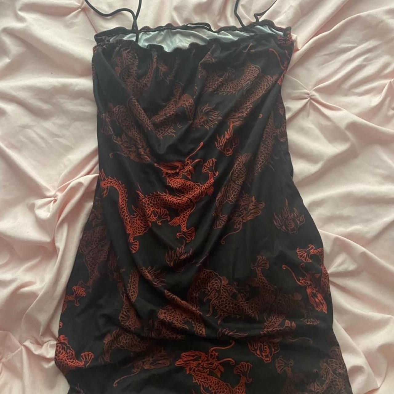 Shein red dragon dress size M - Depop