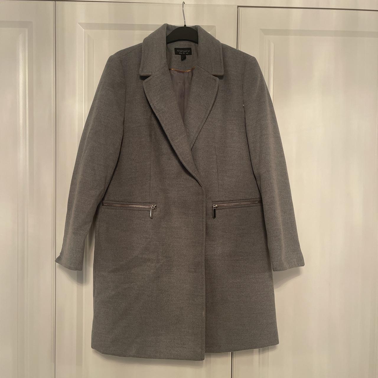 River island grey reversible sleeve cuff coat Worn... - Depop