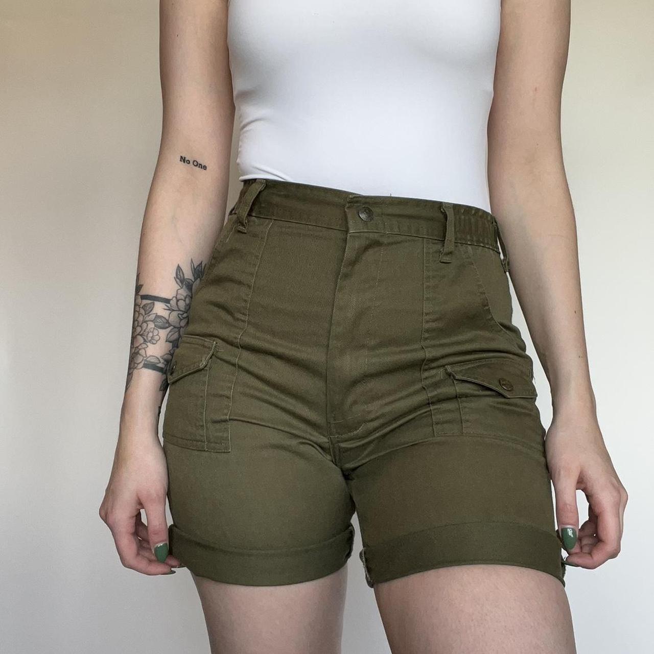 Vintage Army Green Shorts Size: 29... - Depop