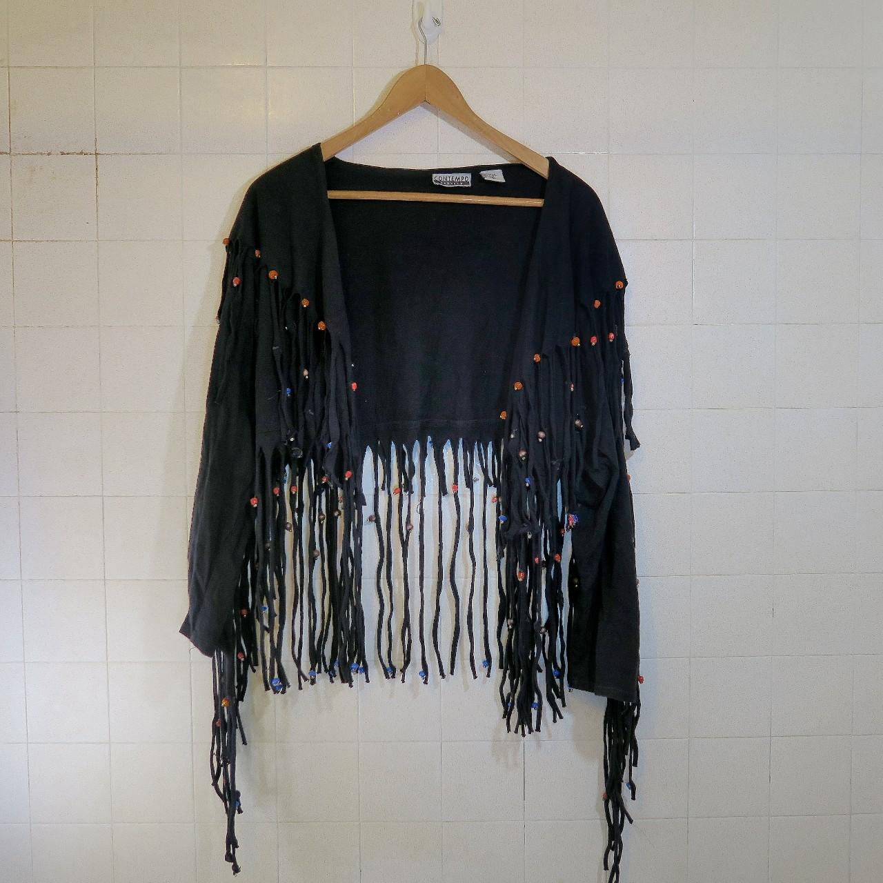 Vintage Contempo Casuals 90's Fringe Top Beaded... - Depop