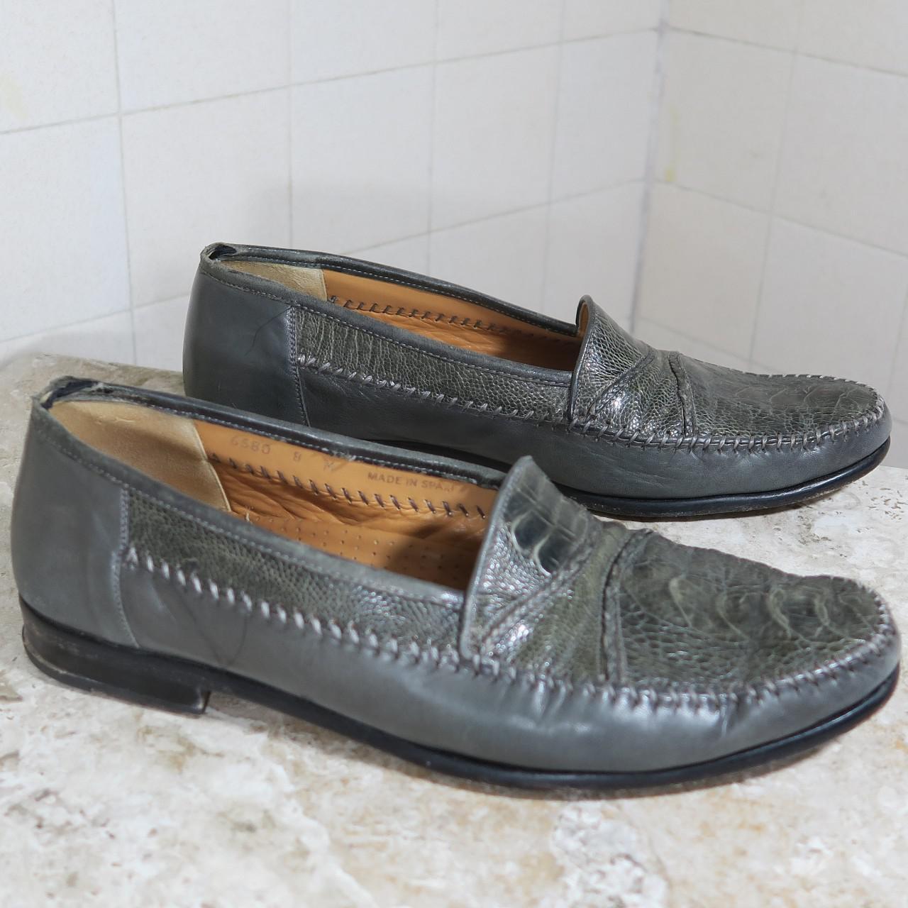 Vintage Ostrich Leather Magnanni Shoes. 1980's Grey... - Depop