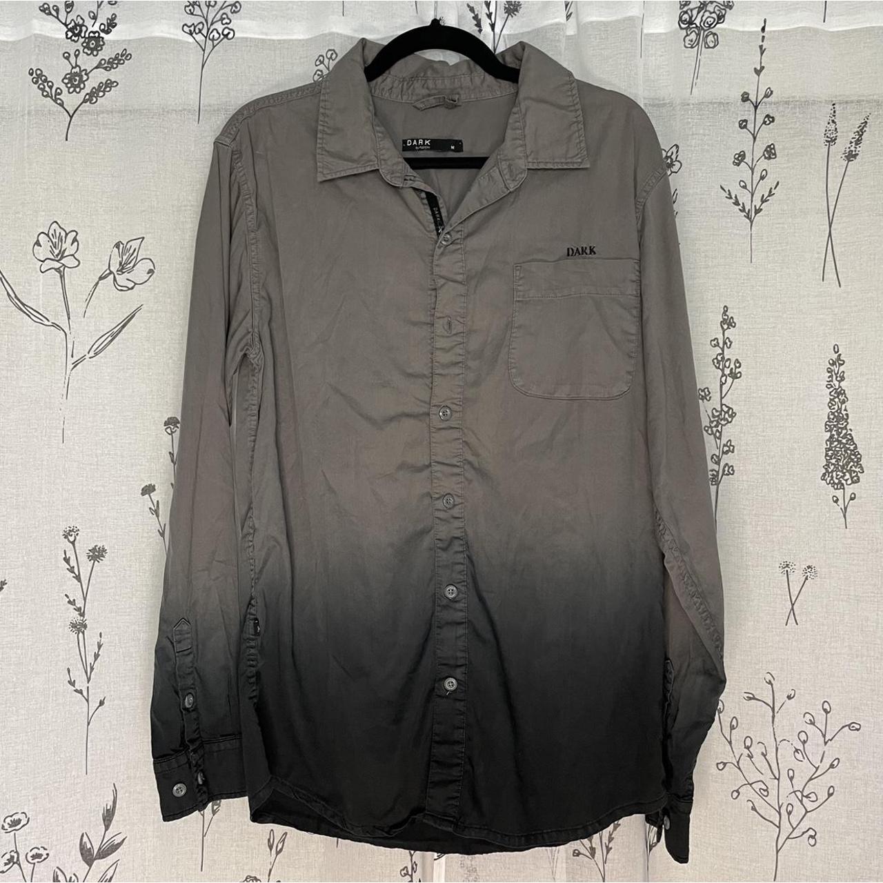 Ombré grey button up with collar. Men’s medium.... - Depop