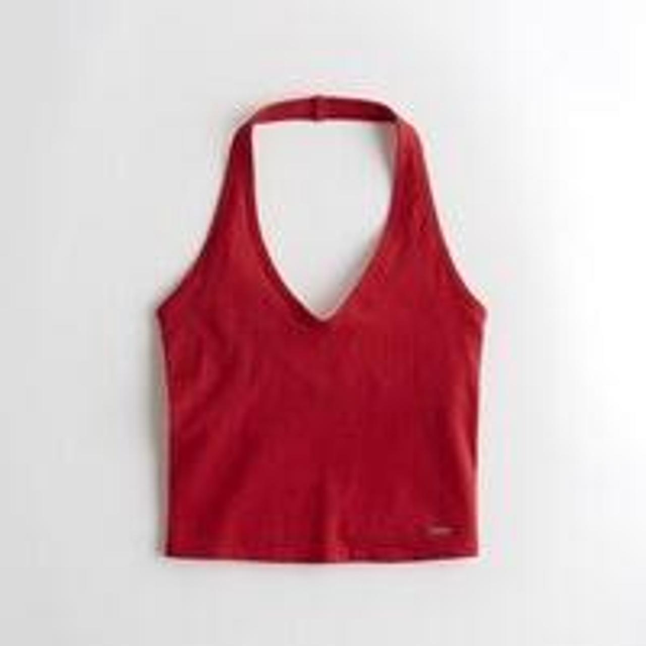 Must-Have red hollister halter top. Only worn a... - Depop