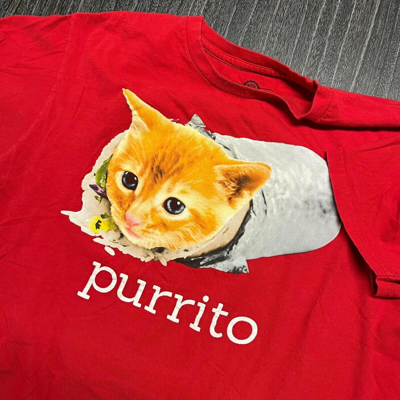 Cat Burrito T Shirt Adult Medium Red Funny Purrito... - Depop