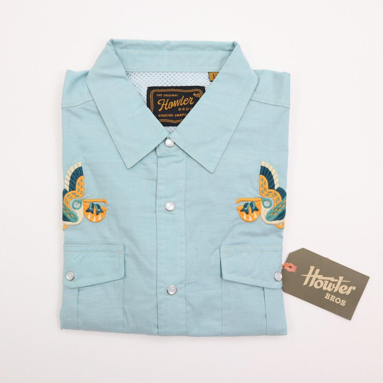 Howler Bros Gaucho Embroidered Snap Shirt Pelican... - Depop