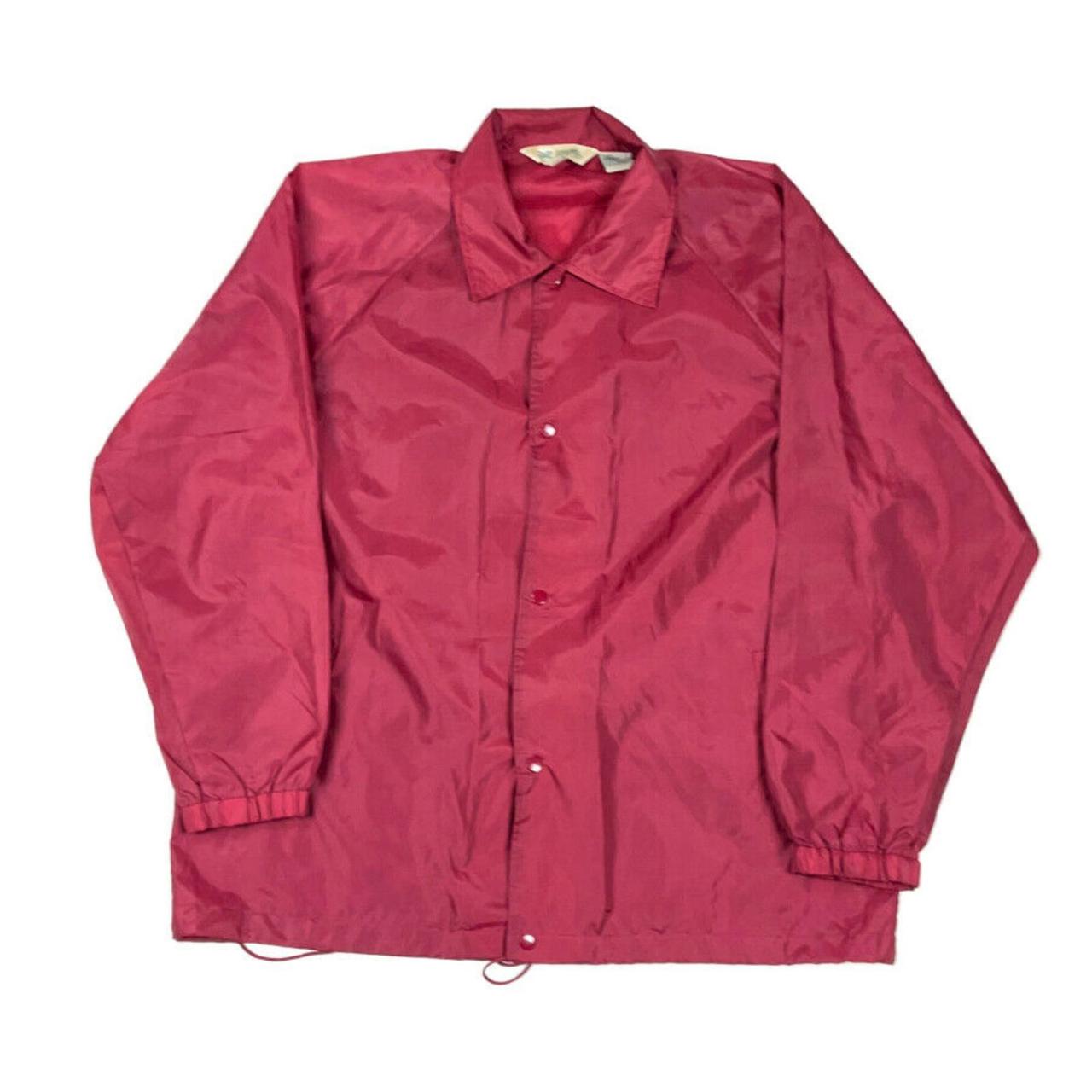 VTG 90s Dark Red Nylon Coach Jacket Blank Solid USA... - Depop