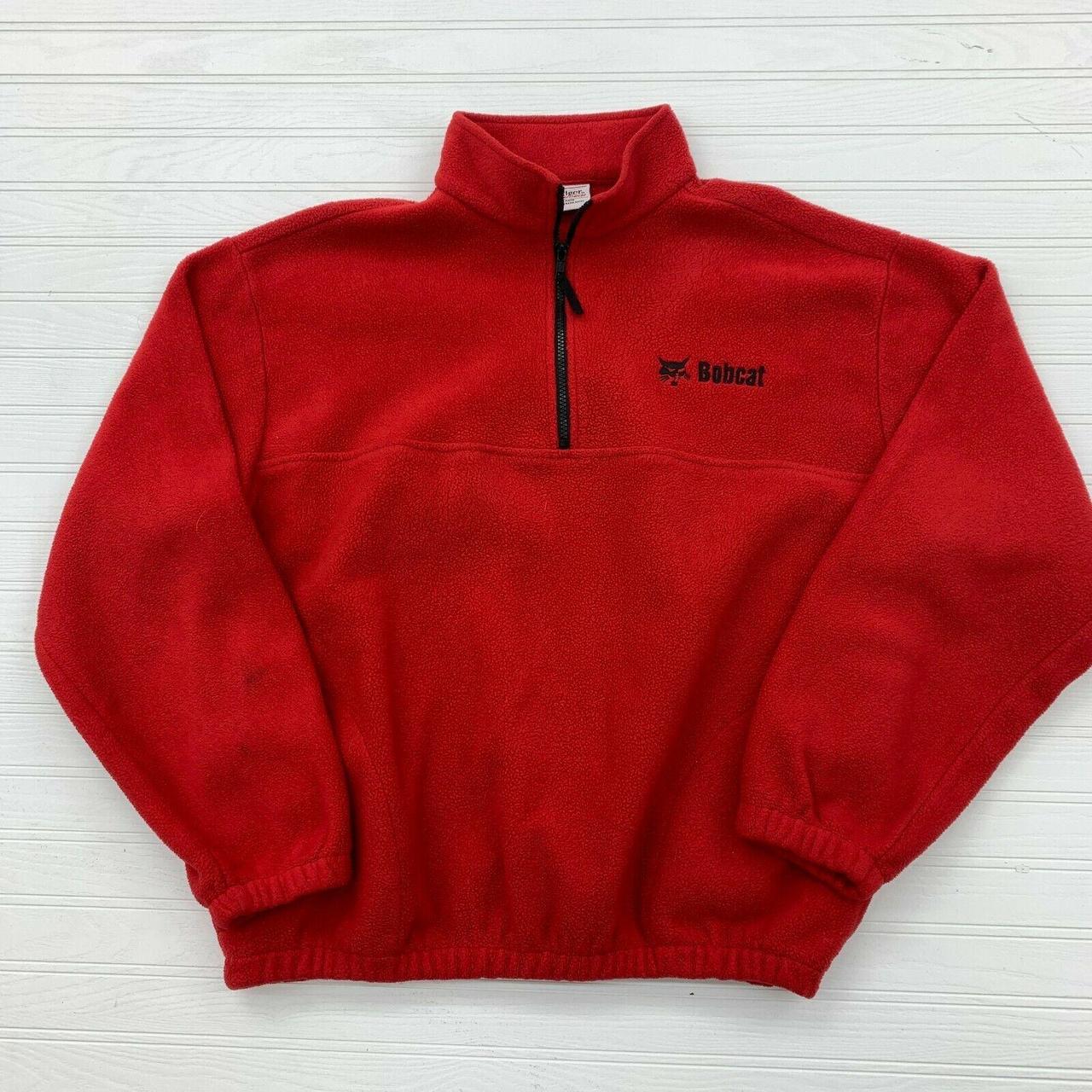 Badger Red 1/4 Zip Embroidered Bobcat Breast Logo... - Depop