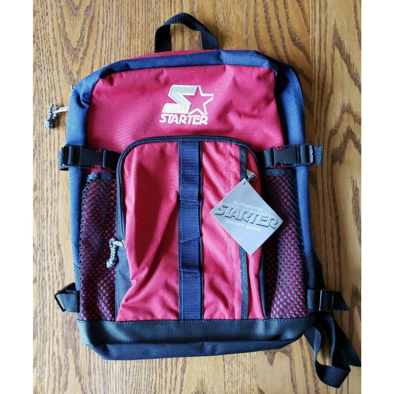VTG 90s STARTER BACKPACK Red Blue Embroidered... - Depop