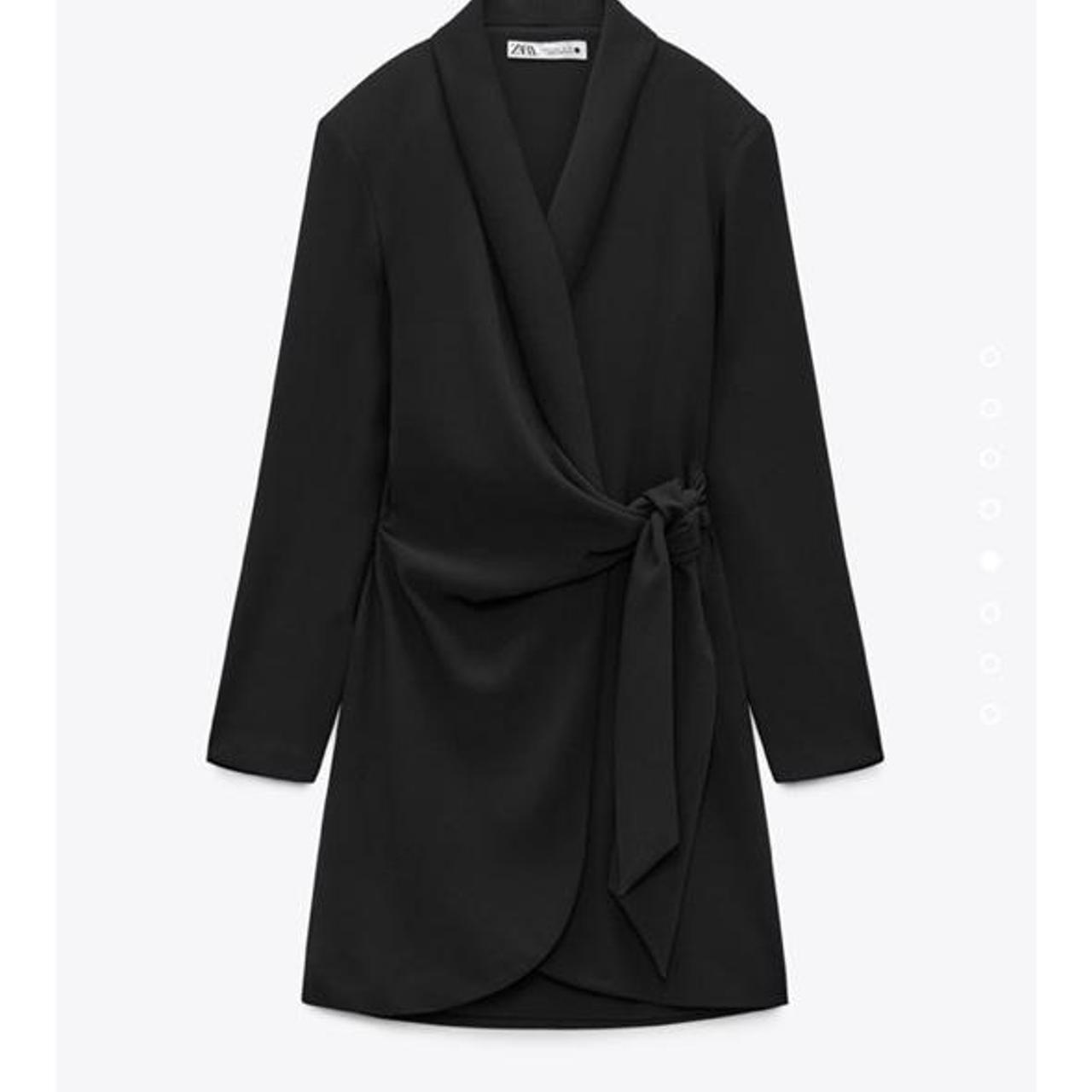 Zara Black Blazer style wrap dress Size S Worn... - Depop