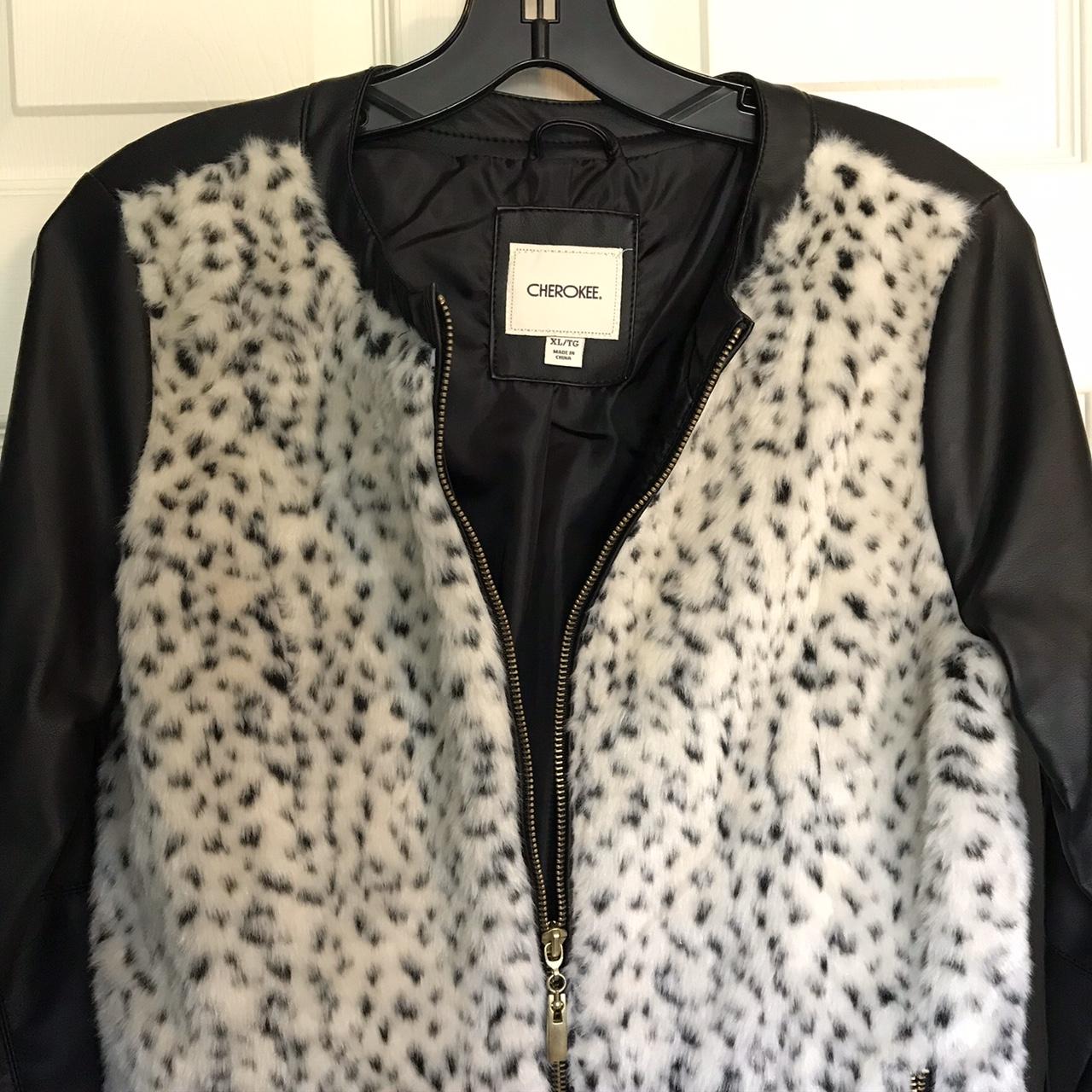 Cherokee leopard print fuzzy leather jacket. This is... - Depop