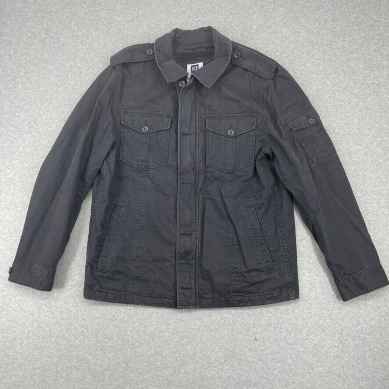 Gap Mens Utility Jacket Size XL Charcoal Gray Cargo... - Depop