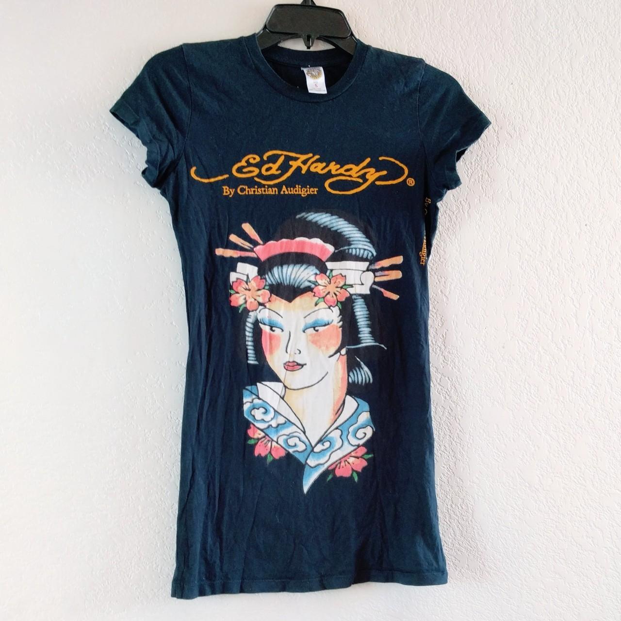 Ed Hardy Vintage "Geisha" Multiple Print Long Tee/... | Depop