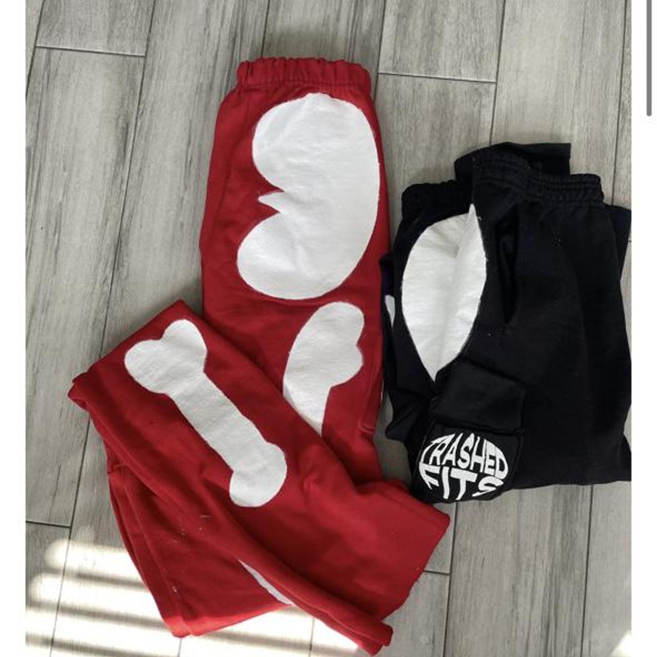 Red Skeleton Stacked Sweatpants 🔥 ️ Unisex Available... - Depop