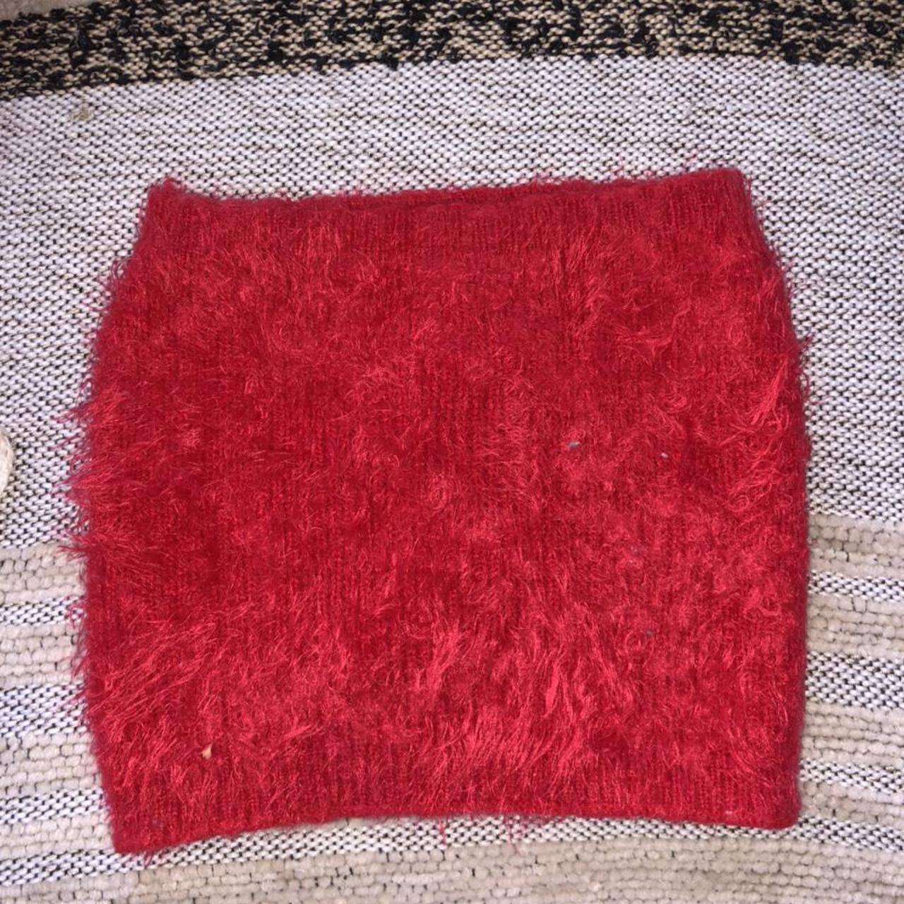 Red fuzzy tube top! No size but will fit XS/S - Depop