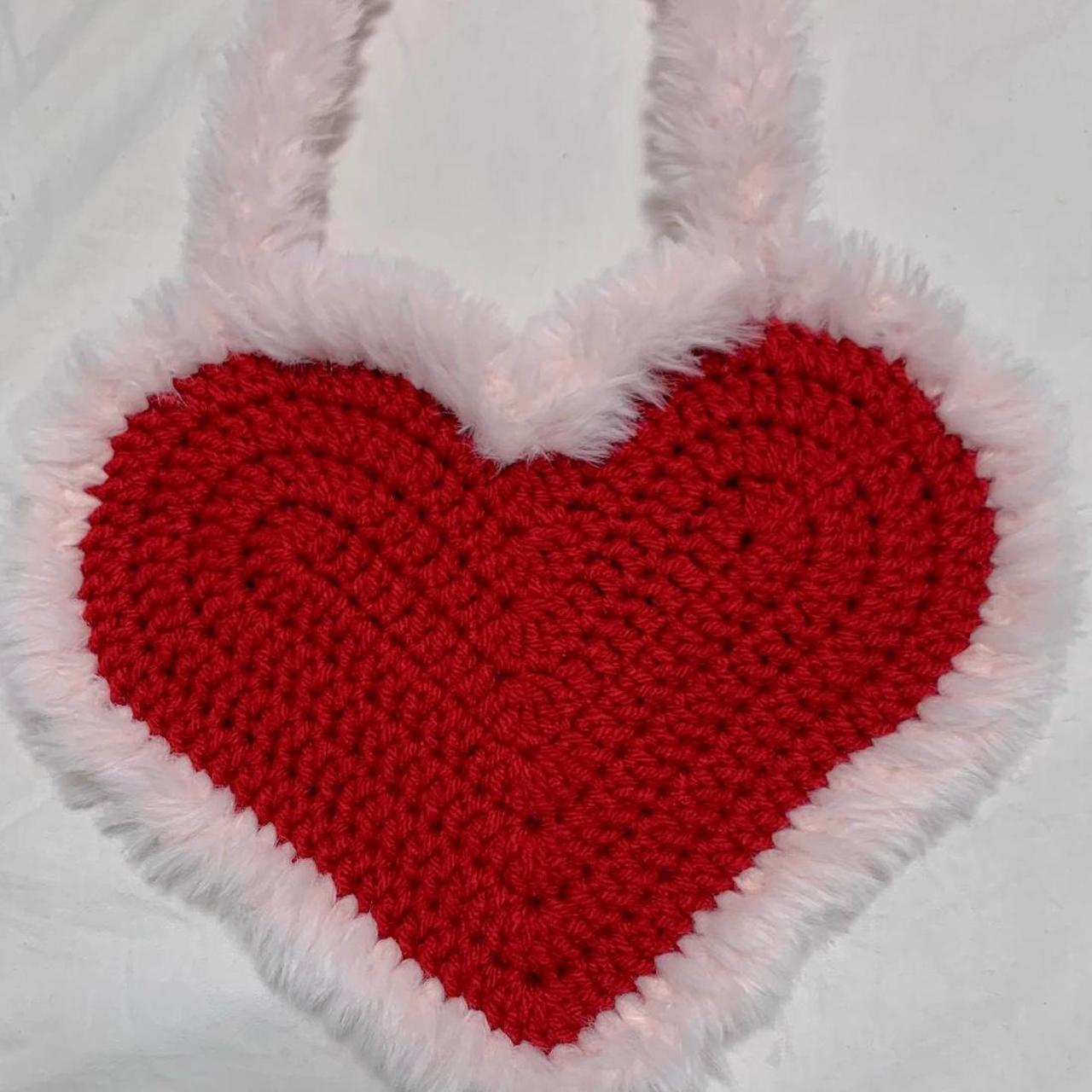 Details: fluffy red heart bag; can hold every day... - Depop