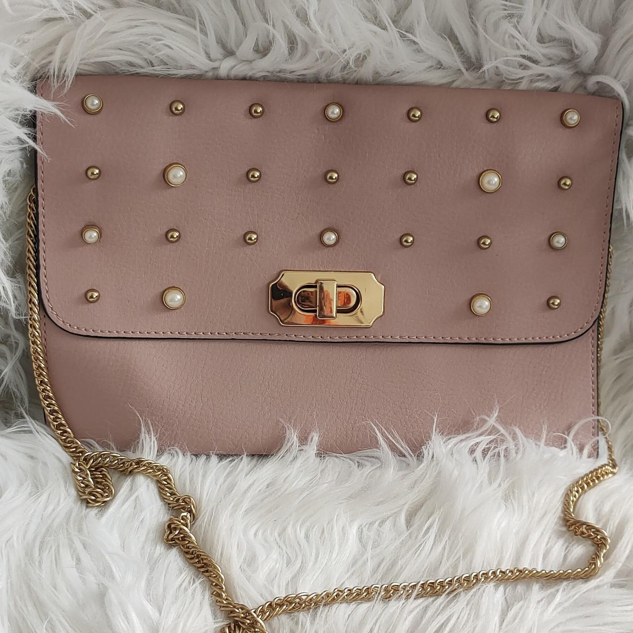 Primark Women's Pink and Gold Bag | Depop