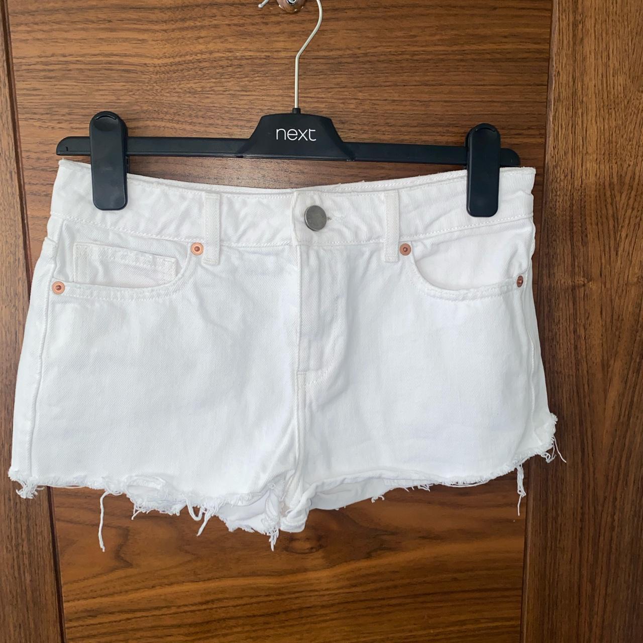 Asos white shorts/ hot pant shorts Size 8 Worn... - Depop