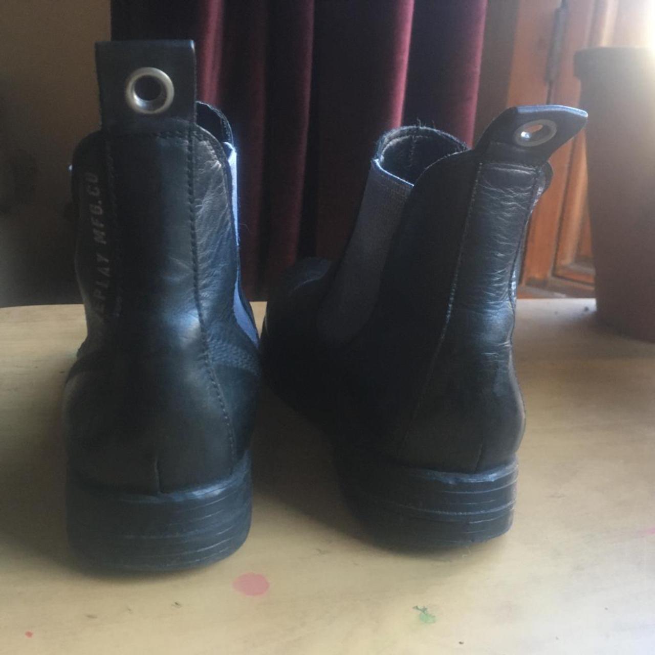 Replay black Chelsea boots size 6 Leather Pull... - Depop