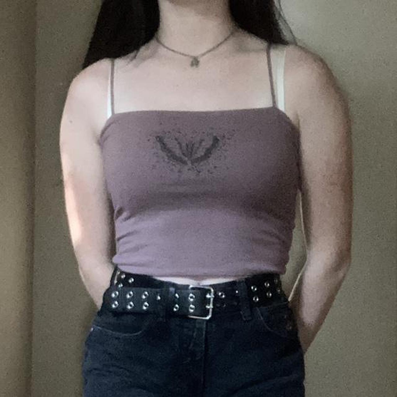 indie butterfly cami tank top🖤 barley worn and... - Depop