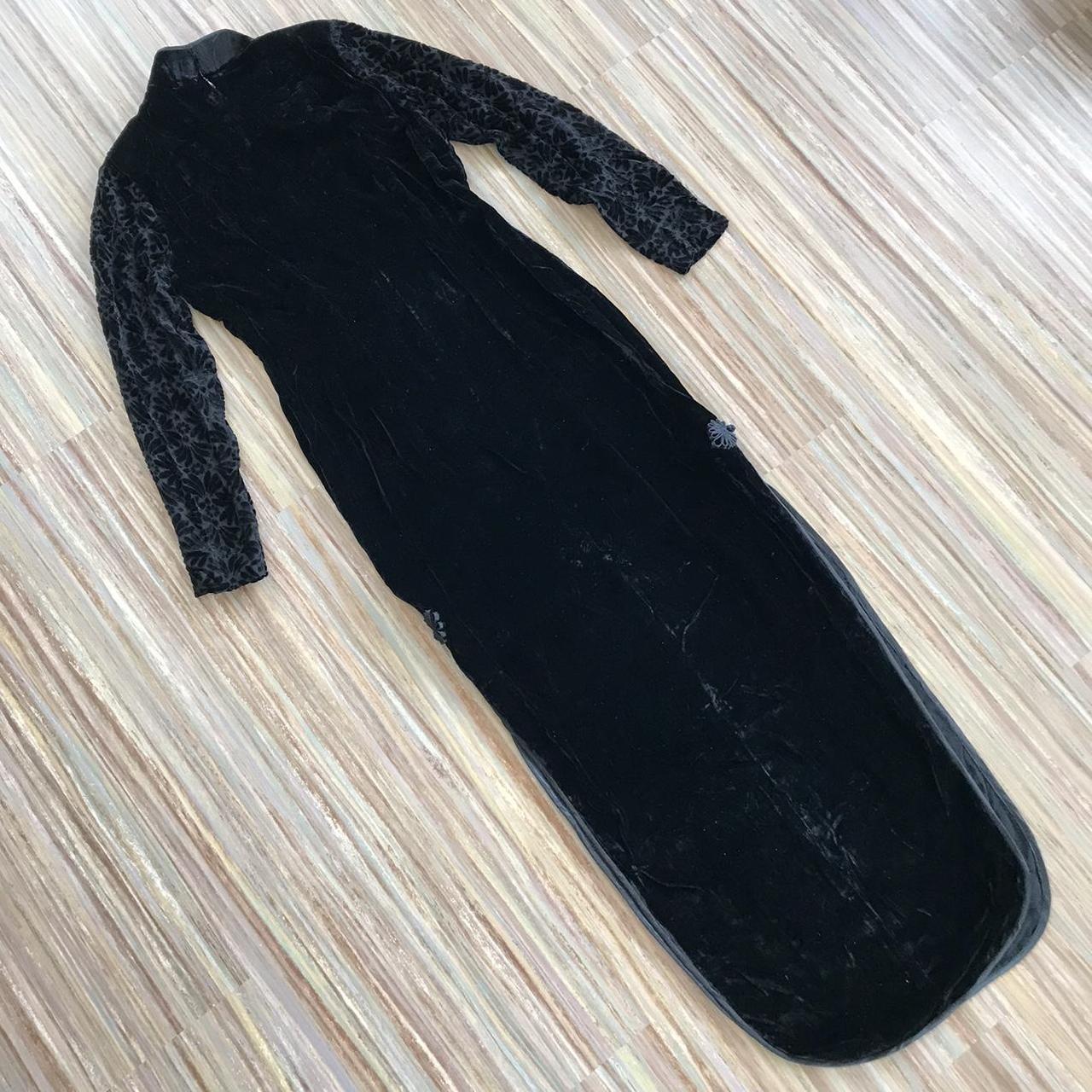 Black Velvet Dress Has High Neckline With Long Depop
