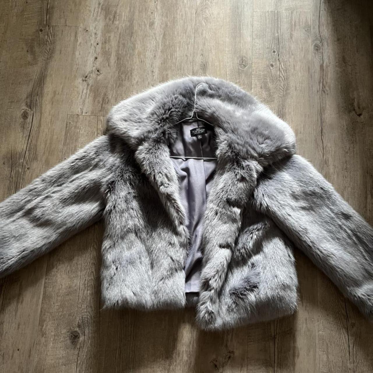 Topshop grey faux fur coat, never been worn perfect... - Depop