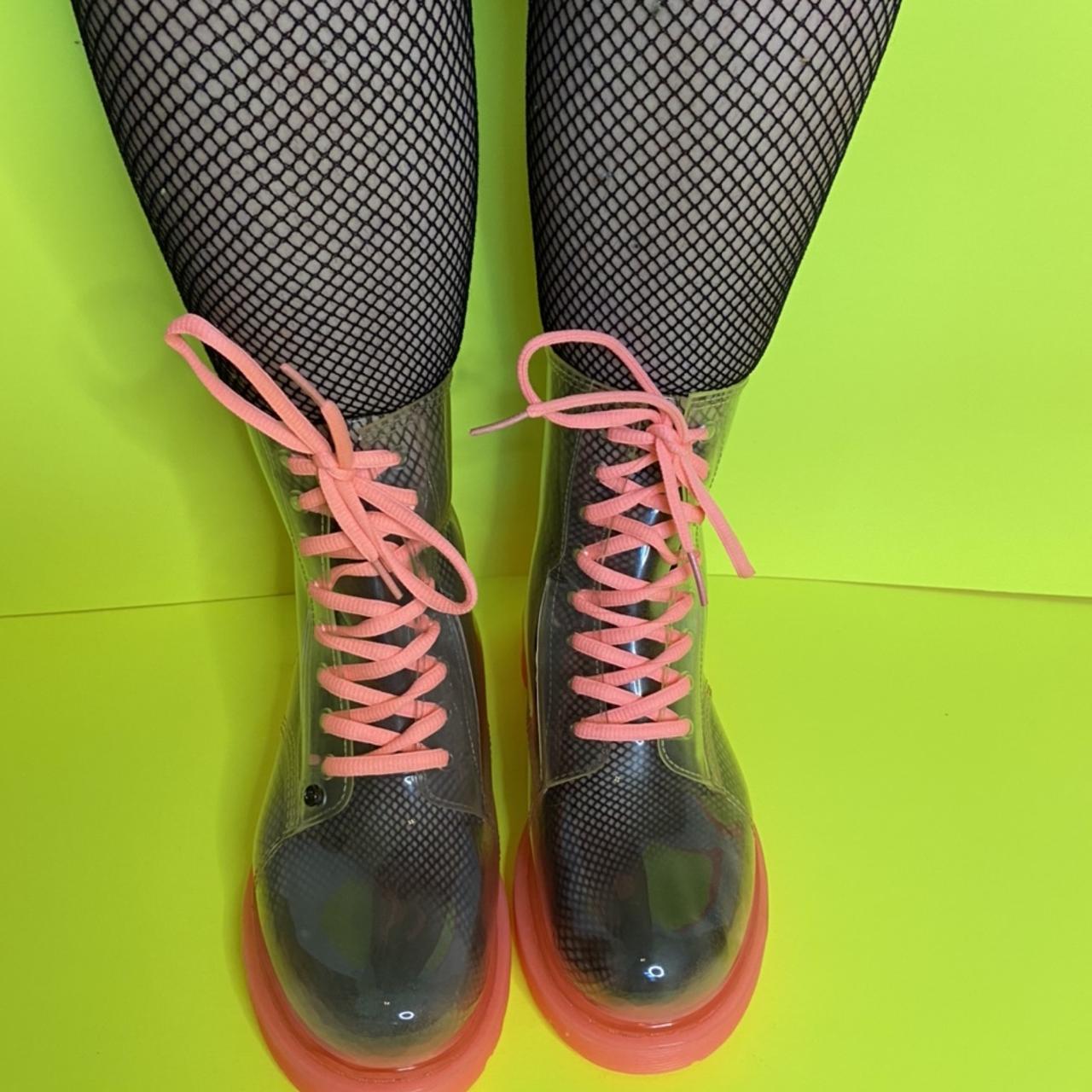 New Pink Clear Combat Boots. Change you socks... - Depop