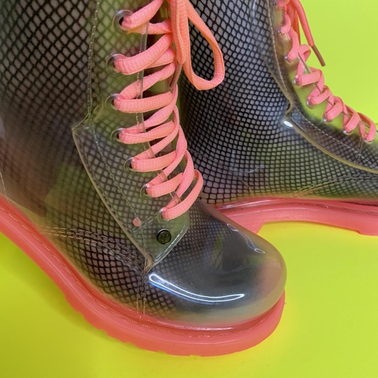 New Pink Clear Combat Boots. Change you socks... - Depop