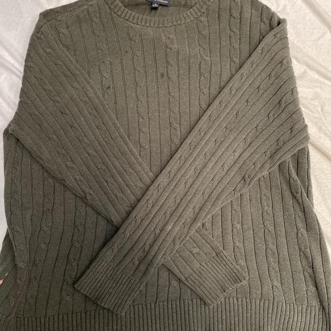 Green cable knit sweater There is a small stain on... - Depop
