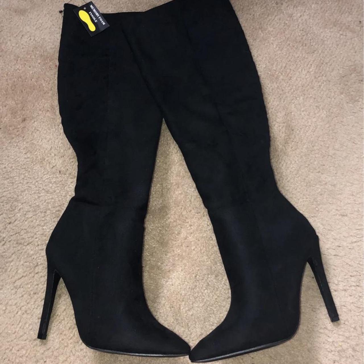 All black knee high boots with memory foam insole.... - Depop