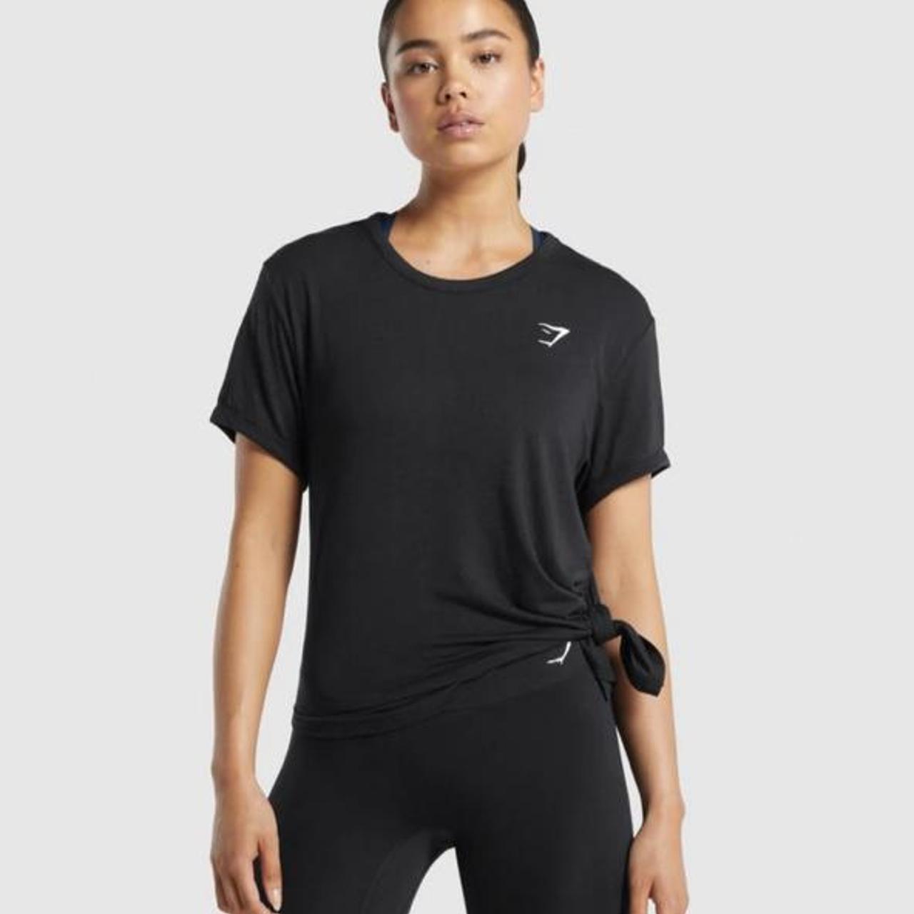 Gymshark tie side tee. Black. Size M. Worn once,... - Depop