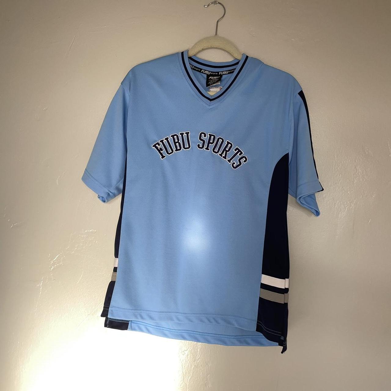 fubu sports v neck small spot on the front but not... - Depop