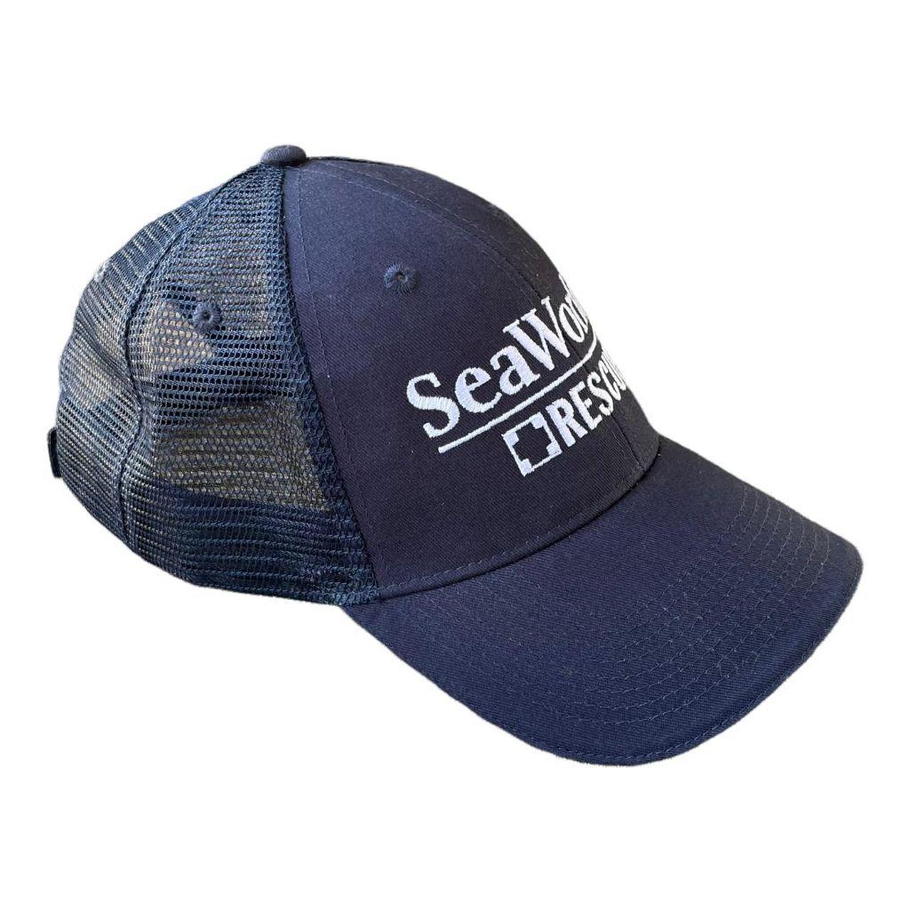 Sea World Rescue Snap Back Hat Cap Shamu Blue Mesh... - Depop