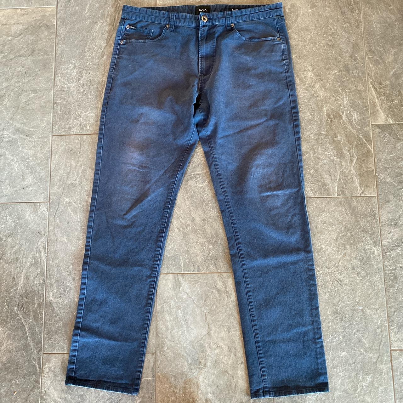 RVCA Daggers Pants full rise regular fit faded blue... - Depop