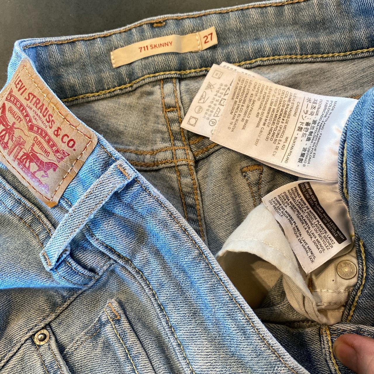 Levi 711 low rise skinny stretch light wash skater... - Depop