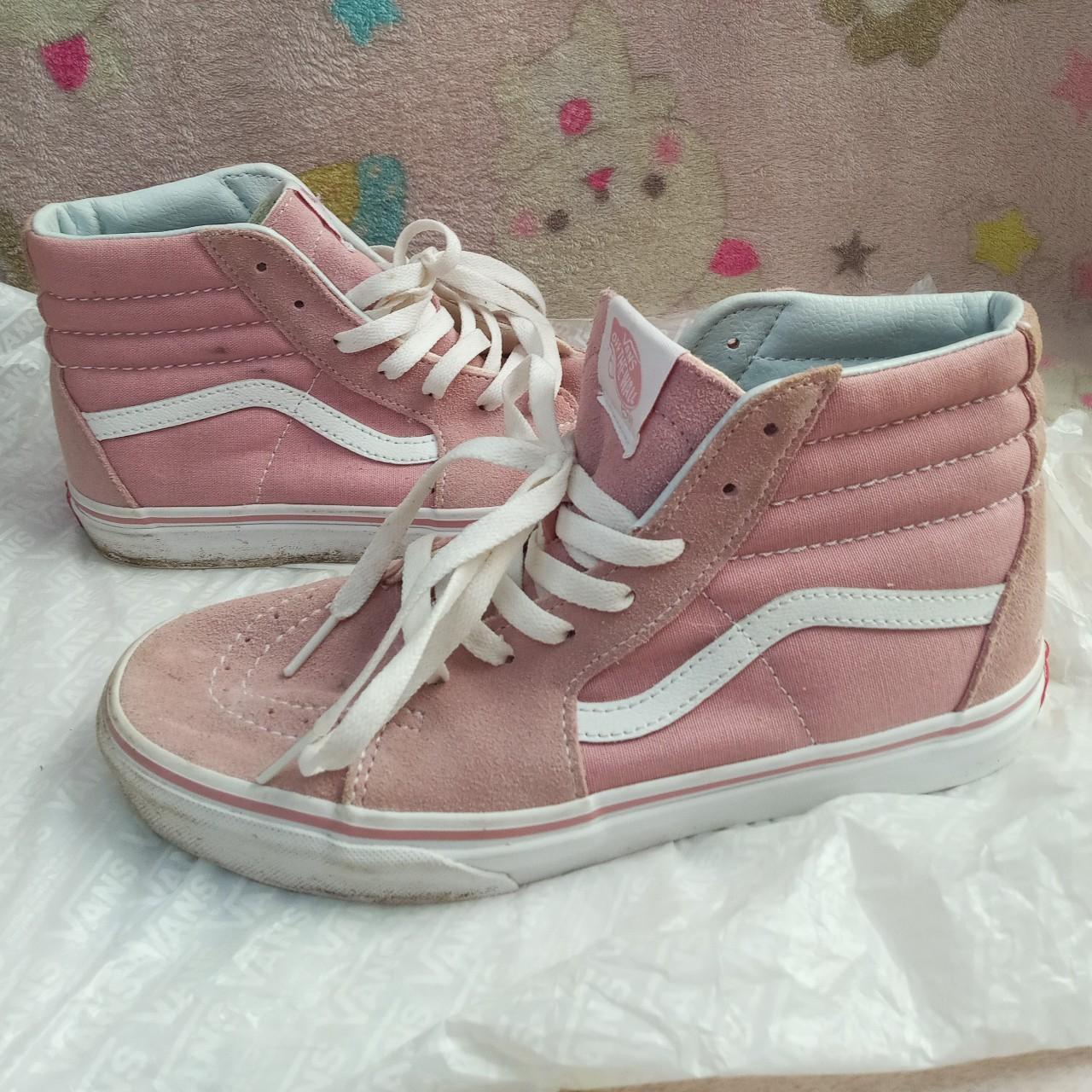 Vans Women's Pink and White Trainers | Depop