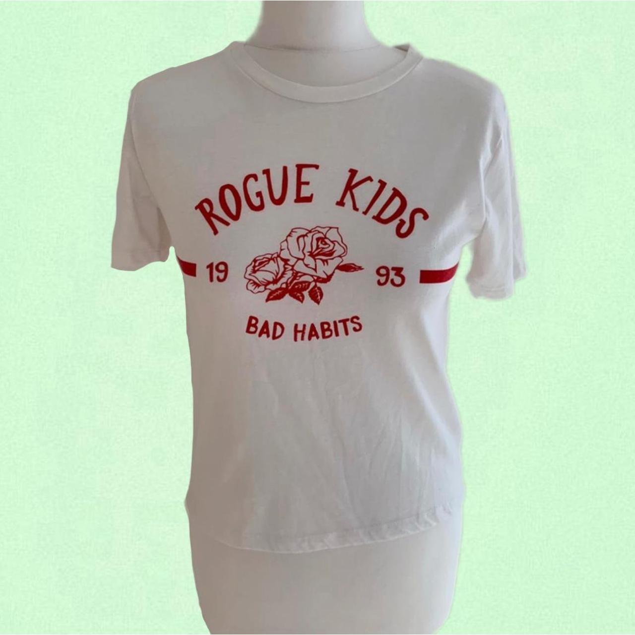 Urban Outfitters Women's White and Red T-shirt | Depop