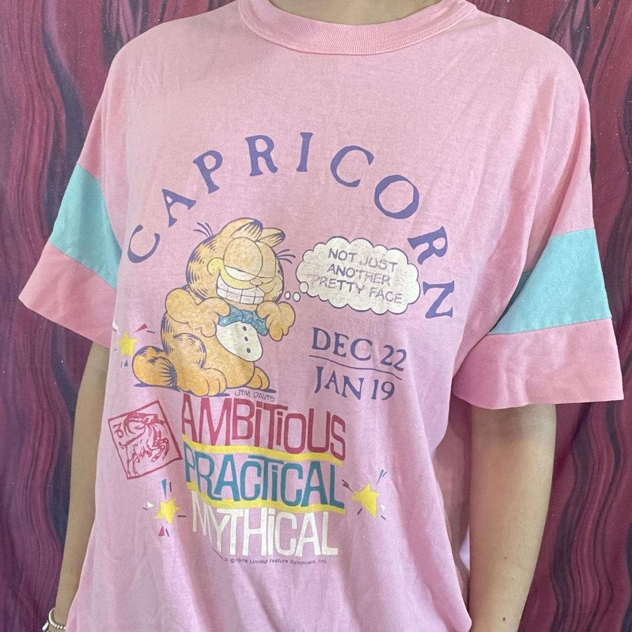 70s Vintage Garfield Astrology Capricorn Tee Shirt Depop