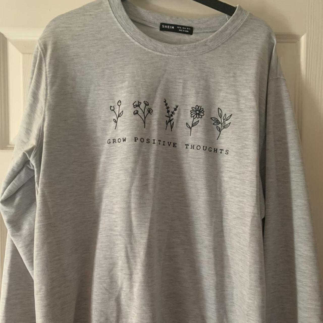 Grey Flower jumper from SHEIN. Never been worn due... - Depop