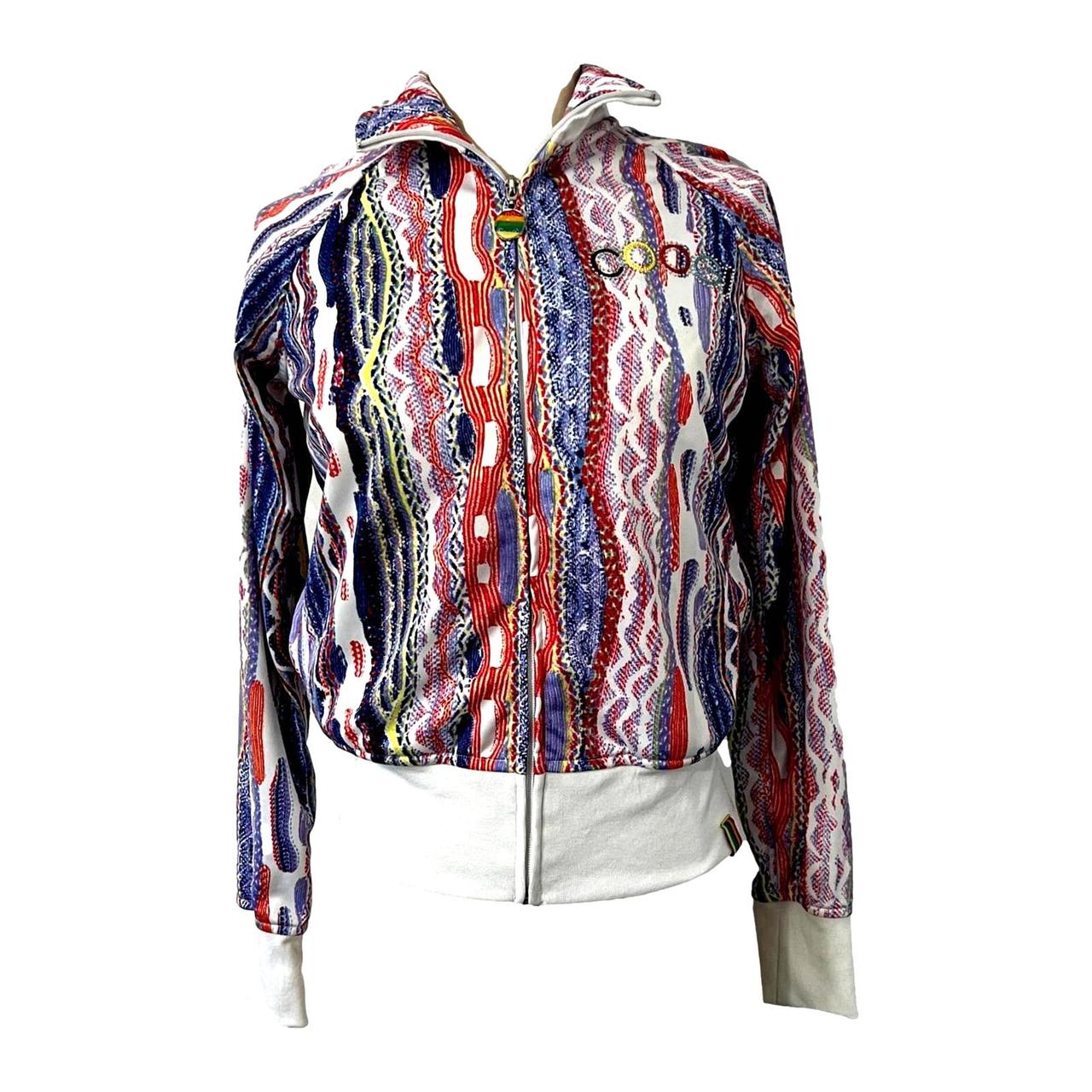 Coogi Women's White and Red Cardigan | Depop