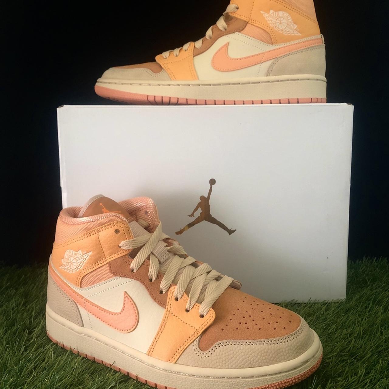Jordan 1 mid apricot orange 🍊 Size Uk3 Uk4 and Uk5... - Depop