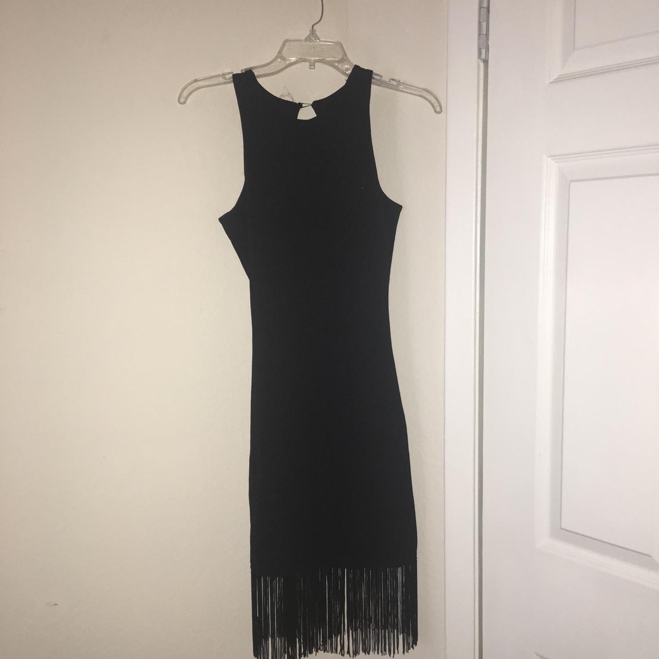 Black midi dress with string bottom. Charlotte Russe - Depop