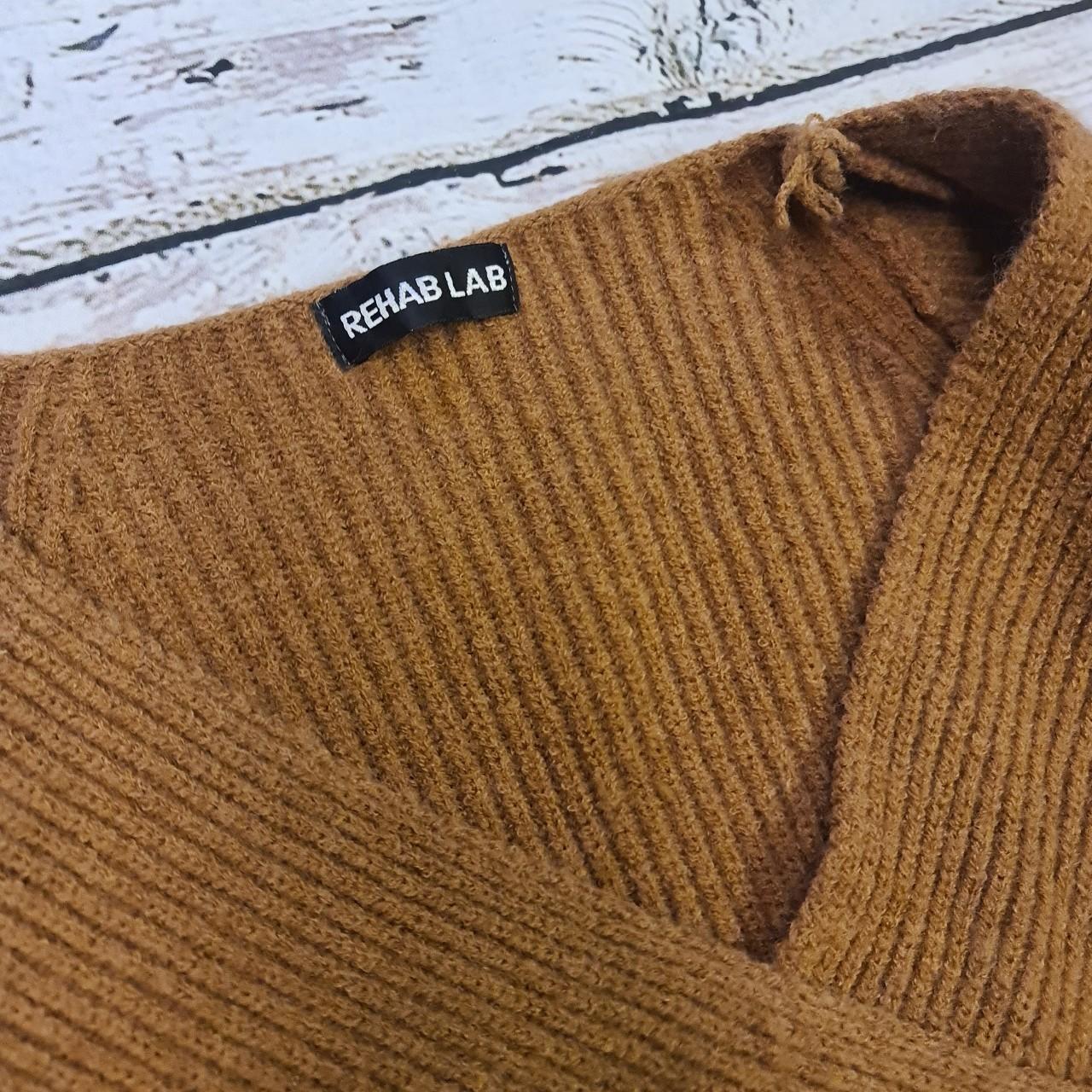 Rehab lab oversize cris cross front brown jumper -... - Depop