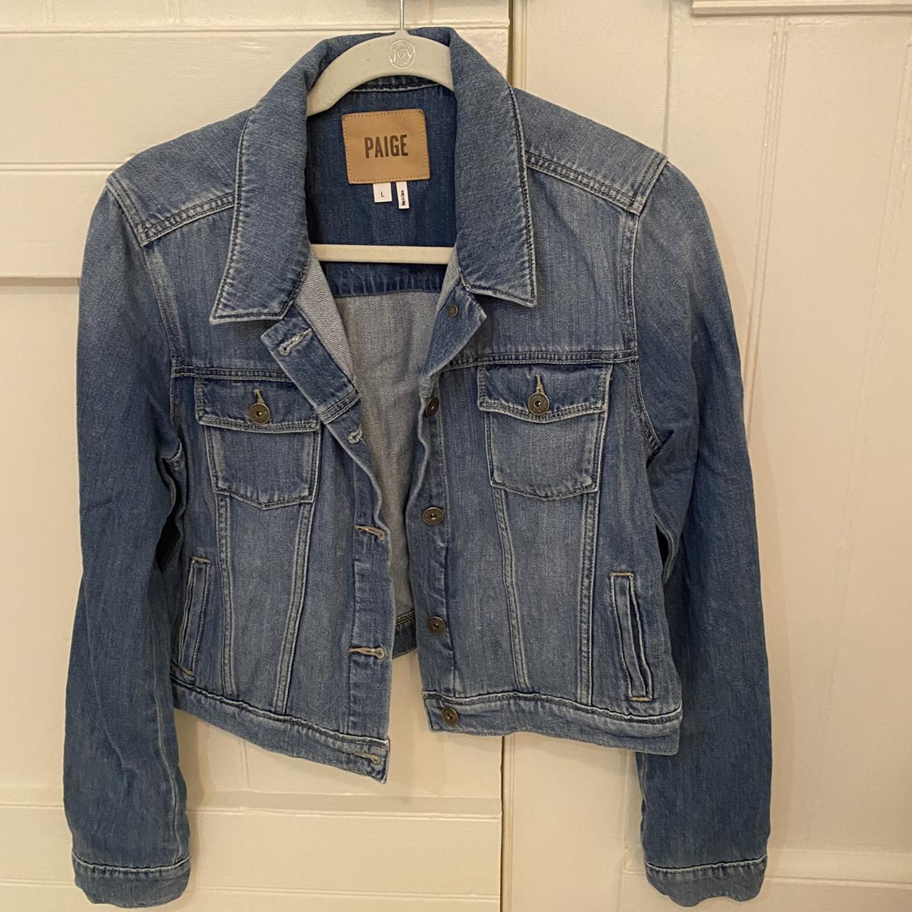 paige denim jean jacket!!! size large. worn once!!!... - Depop
