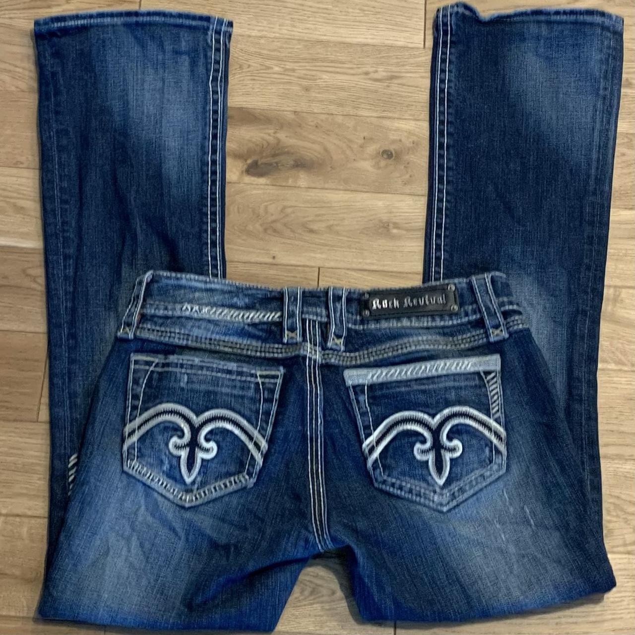 cyber y2k bootcut Rock Revival jeans!🤍 These are to... - Depop