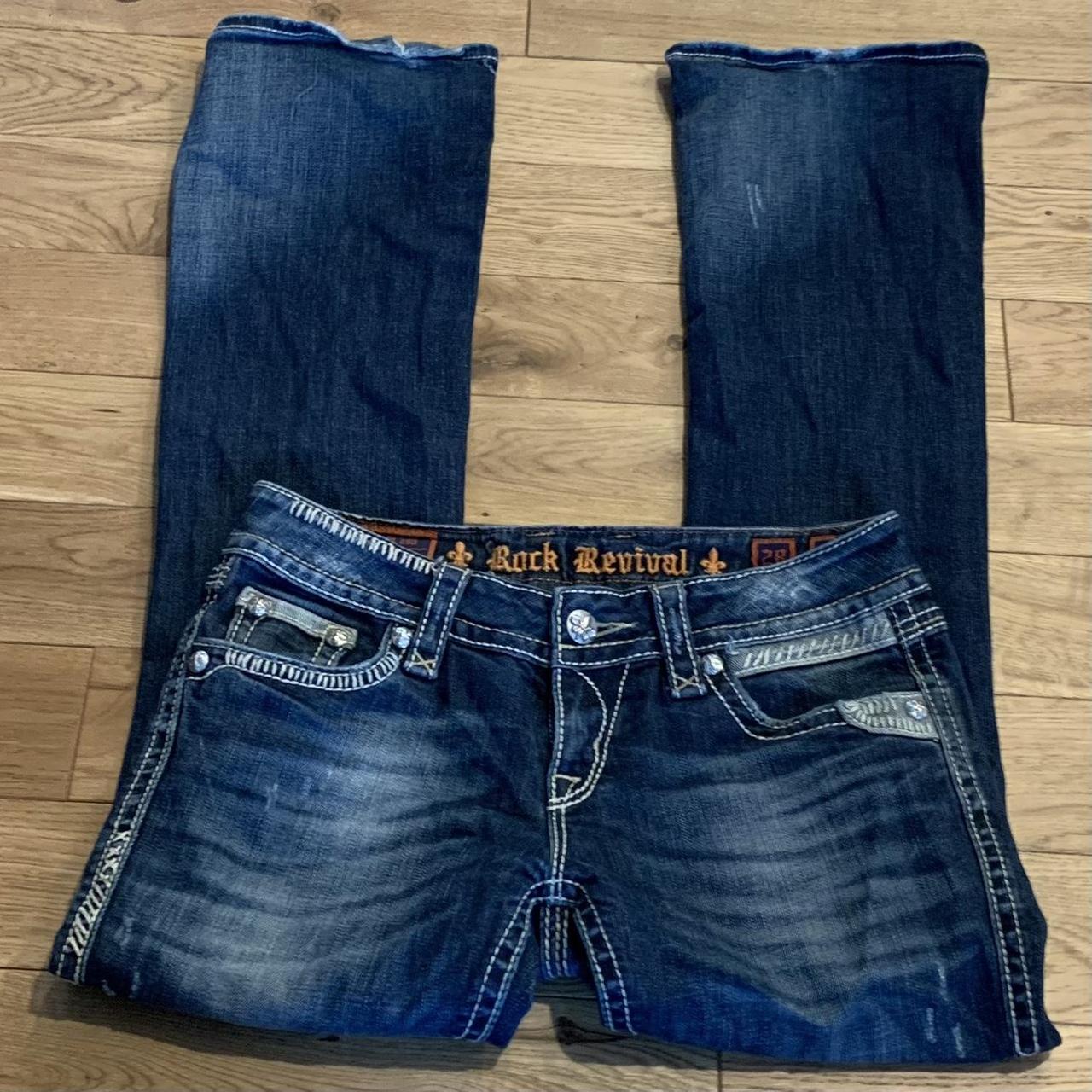 cyber y2k bootcut Rock Revival jeans!🤍 These are to... - Depop