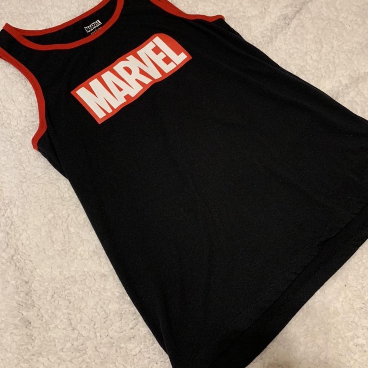 Large Marvel Block Logo Tank Top - Depop