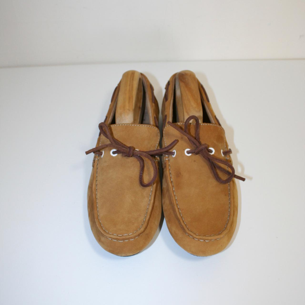 Clarks Tan Leather Nubuck Moccasin Loafer Lace Up... - Depop