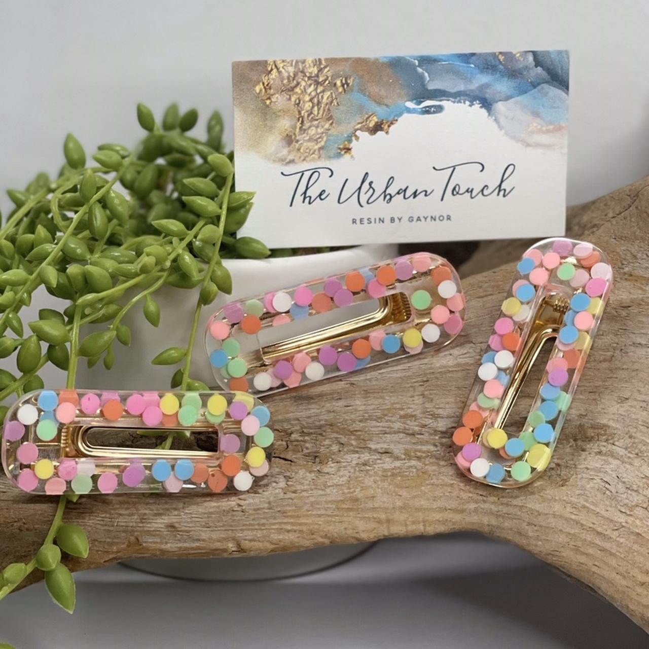 Confetti hair clips Multicoloured Hand Made using... - Depop