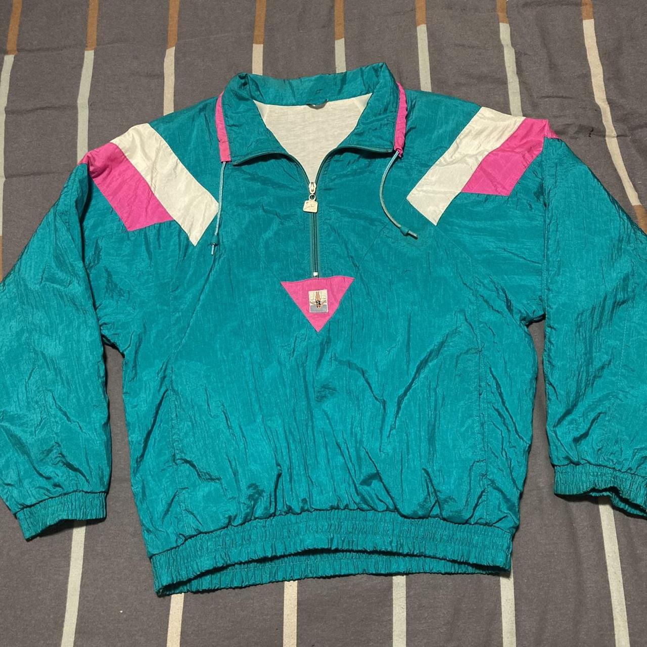 Vintage 80s Parachute Jacket 🪂 Retro Quarter-zip... - Depop