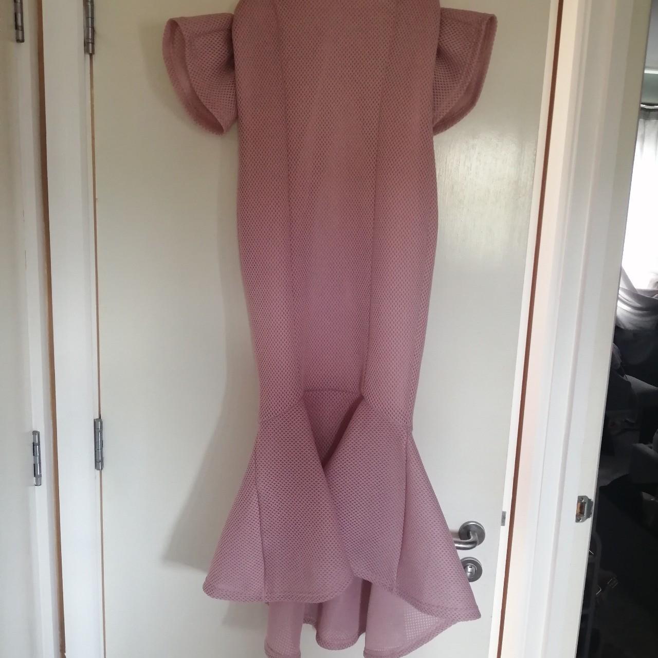 Blush pink fishtail dress never worn off the... - Depop